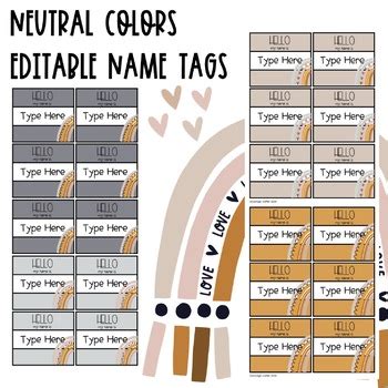 Modern Rainbow EDITABLE Hello Name Tags By Moonlight Crafter By Bridget