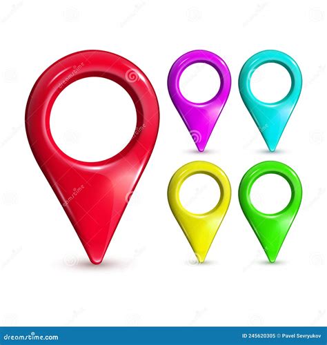 Gps Pointer Multicolored Place Location Set Vector Stock Vector Illustration Of Destination