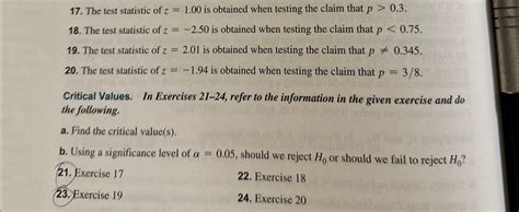 Solved The Test Statistic Of Z 1 00 ﻿is Obtained When
