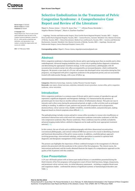 Pdf Selective Embolization In The Treatment Of Pelvic Congestion