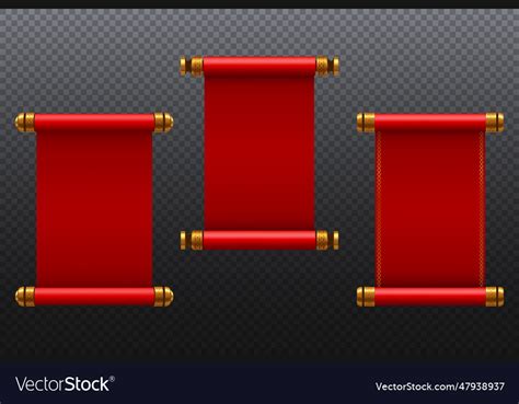 Vintage Red Blank Paper Scroll Set Idea Royalty Free Vector