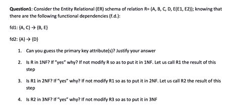Solved Question1 Consider The Entity Relational Er Schema