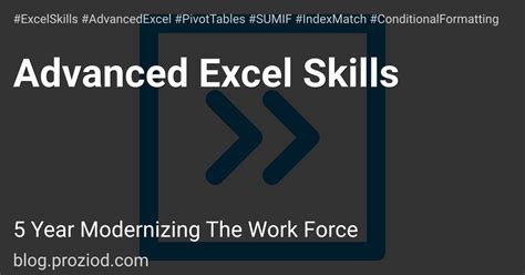 Advanced Excel Skills 5 Year Modernizing The Work Force