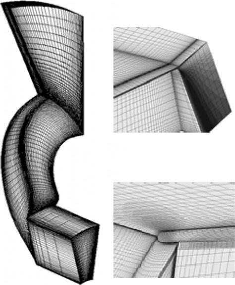 structured multi block mesh of impeller trailing and leading edge