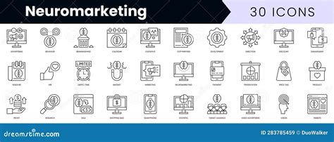 Set Of Outline Neuromarketing Icons Minimalist Thin Linear Web Icon Set Stock Vector
