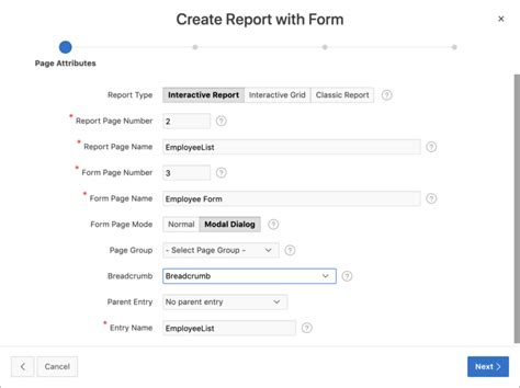 Oracle Apex Create Report With Form With Region Display Selector