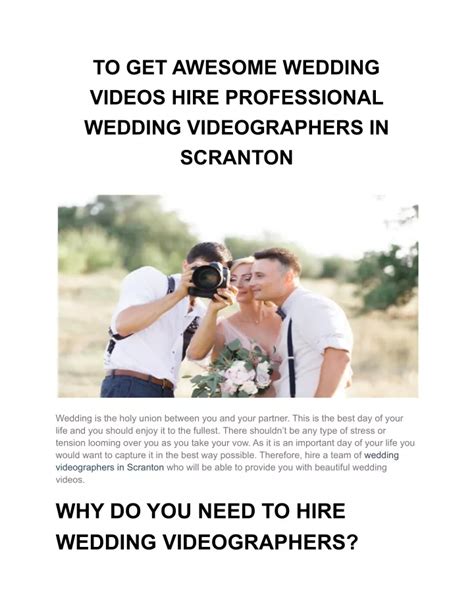 Ppt To Get Awesome Wedding Videos Hire Professional Wedding Videographers In Scranton 1
