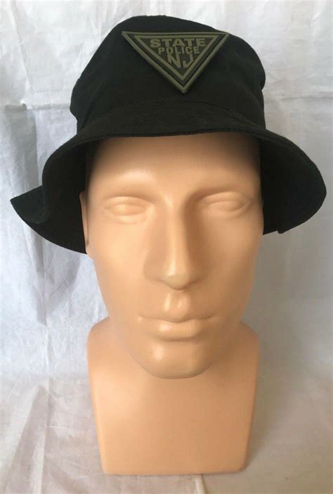 Njsp New Jersey State Police Black Bucket Hat W Njsp Pvc Patch Osfa