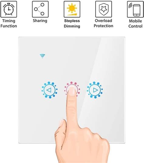Konesky WiFi Smart Switch 1 Gang Smart Dimmer Wall Touch Switch Wireless Light Switch Timer