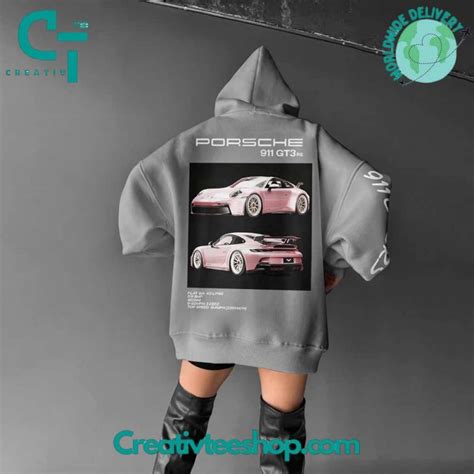 Unisex Oversized Porsche 911 Gt3 Rs Car Grey Hoodie Creativteeshop