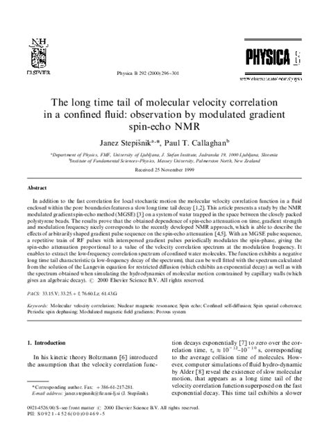 Pdf The Long Time Tail Of Molecular Velocity Correlation In A Confined Fluid Observation By