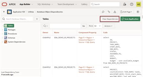 Viewing Database Object Dependencies