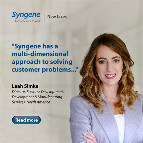 Leah Simke Joined Syngene Recently As The Director Of Business