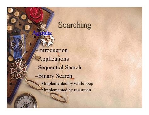Searching Data Structures Searchingsearching Agenda Introduction Applications