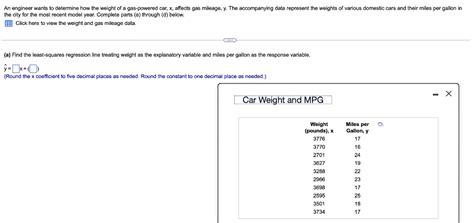 Solved An Engineer Wants To Determine How The Weight Of A