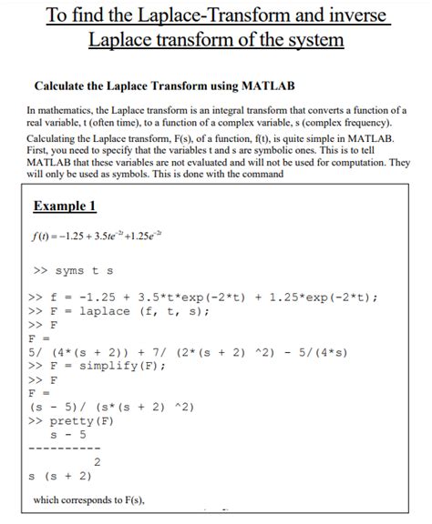 Solved To Find The Laplace Transform And Inverse Laplace