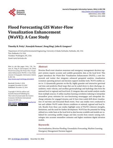 Pdf Flood Forecasting Gis Water Flow Visualization Enhancement