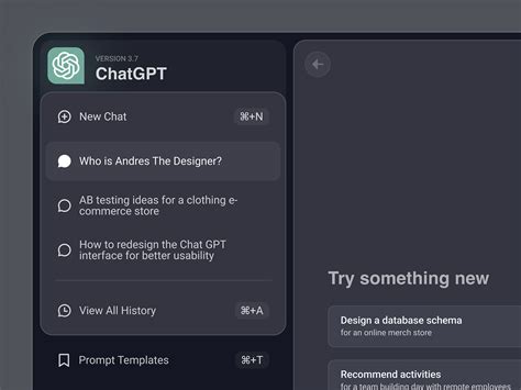 chat gpt side menu ui redesign behance