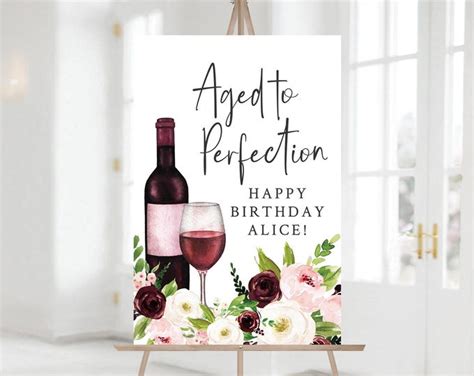 Aged To Perfection Banner Aged To Perfection Sign Wine Themed