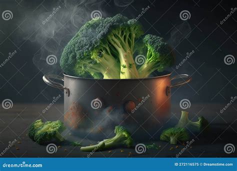 The Old Method Of Boiling Broccoli Royalty Free Illustration