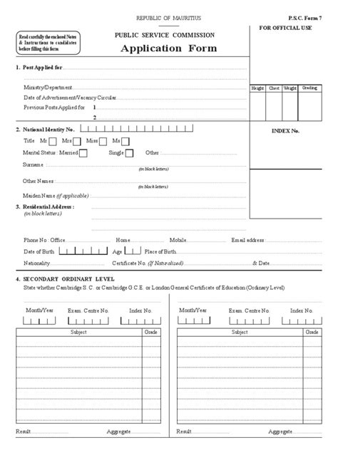 Psc Form Professional Certification Academic Certificate