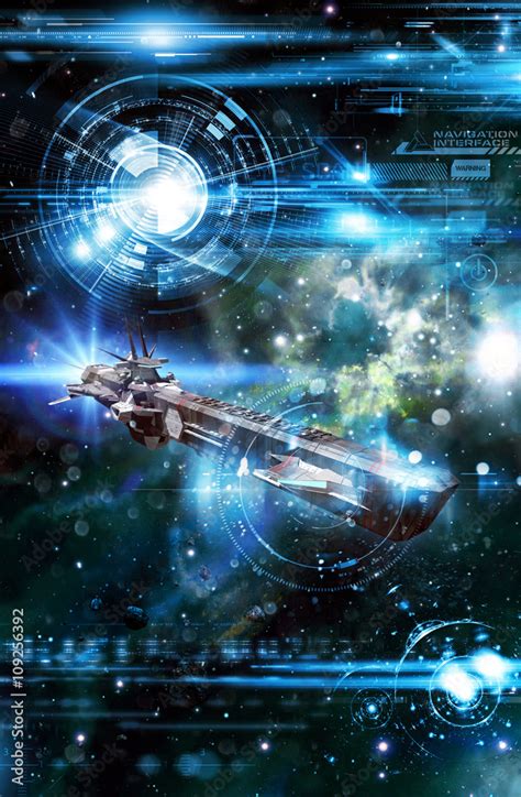 Spaceship And Navigation Interface Stock Illustration Adobe Stock