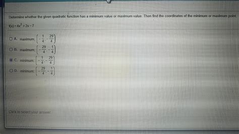Solved Determine Whether The Given Quadratic Function Has A