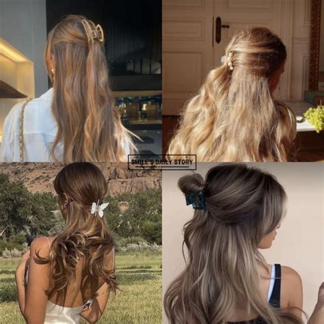 긴머리 헤어 집게핀 하는법 반묶음 올림머리 스타일링 네이버 블로그