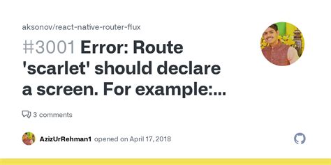 error route scarlet should declare a screen for example import myscreen from myscreen