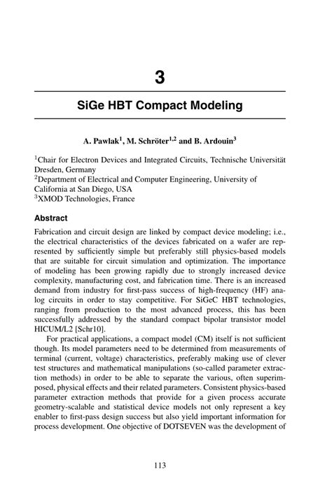 Pdf Sige Hbt Compact Modeling