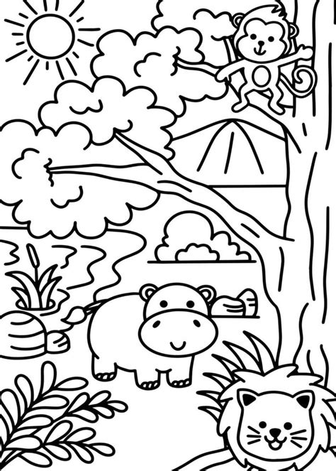 Jungle Black And White Clipart