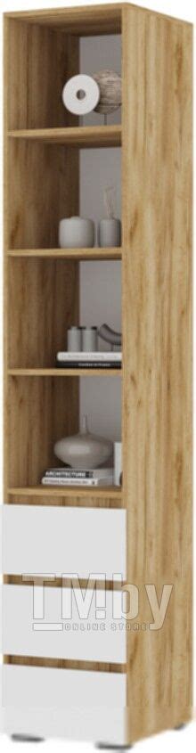 Купить стеллаж Стендмебель Хелен ПН 02 белый дуб крафт золотой в Минске — Tm By