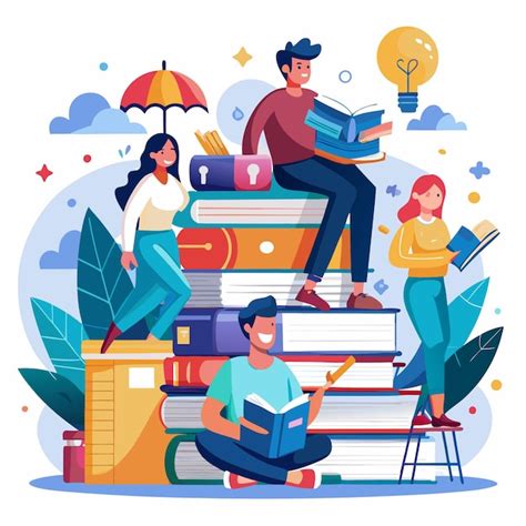 Students Reading Books Gaining Knowledge And Ideas Premium Ai