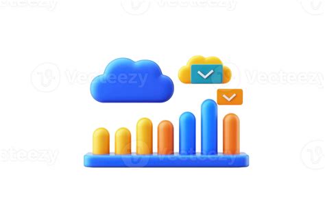 A Colorful Bar Graph Representing Data Trends Accompanied By Cloud Icons And Checkmarks