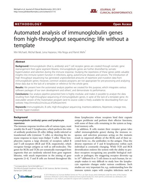 pdf automated analysis of immunoglobulin genes from high throughput