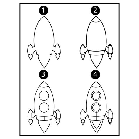 Premium Vector How To Draw Step By Step Space Rocket Vector