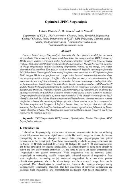 Pdf Optimized Jpeg Steganalysis
