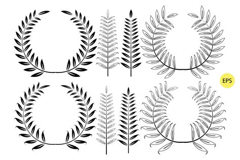 Wreath Silhouette Set Wreath Vector Line Art Illustration 16119822