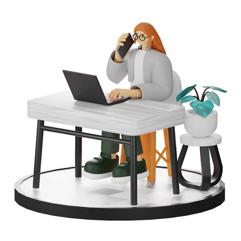 3d ilustración de un Adolescente hembra programador a el computadora escritorio 35894462 PNG