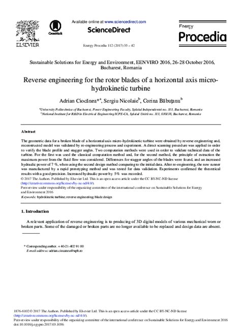 Pdf Reverse Engineering For The Rotor Blades Of A Horizontal Axis