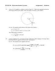 Assignment 1 Solutions Pdf ENGR 306 Electromechanical Systems Assignment 1 Solutions Course Hero