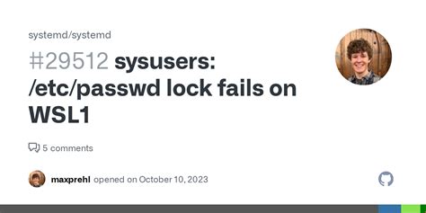 Sysusers Etcpasswd Lock Fails On Wsl1 · Issue 29512 · Systemd
