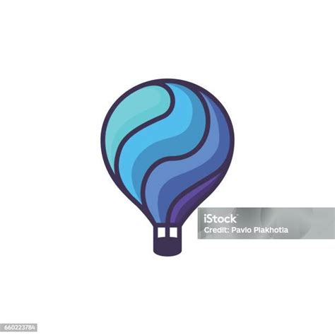 뜨거운 공기 Baloon 로고입니다 웹 디자인 또는 로고 템플릿에 대 한 뜨거운 공기 Baloon 벡터 아이콘의 만화 그림 고풍스런에 대한 스톡 벡터 아트 및 기타 이미지