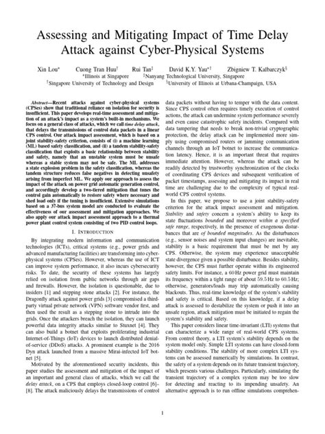 Assessing And Mitigating Impact Of Time Delay Attack Against Cyber