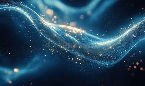 Abstract Blue Wave With Glowing Particles Creating A Mesmerizing Digital Background Stock Image