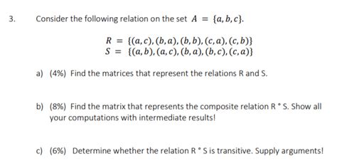 Solved Consider The Following Relation On The Set A Chegg