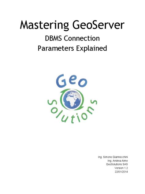 Mastering Geoserver Dbms Connection Parameters Explained Pdf