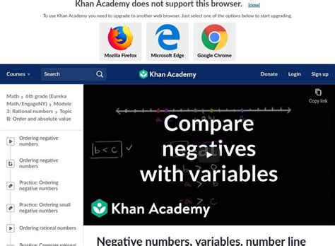 Khan Academy Negative Numbers Variables Number Line Instructional Video For 5th 7th Grade