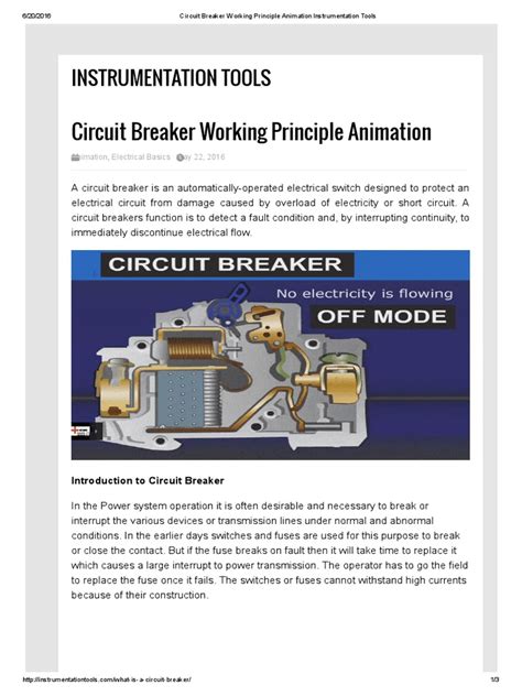 Circuit Breaker Working Principle Animation Instrumentation Tools Pdf Fuse Electrical Switch
