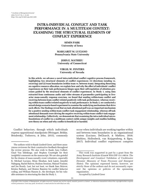 2、intra Individual Conflict And Task Performance In A Multiteam Context